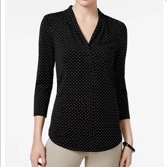 Charter Club | Tops | 57m Nwt Charter Club Petite Polka Dot 34 Sleeve V ...